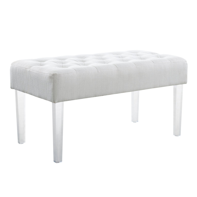 Mercer41 Audrey 35" Backless Glam Upholstered Bench with Acrylic Legs ...