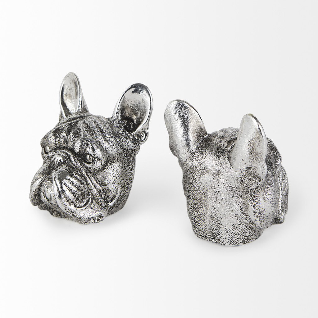 Red Barrel Studio® Antiqued Silver Pug Shaped Bookends | Wayfair