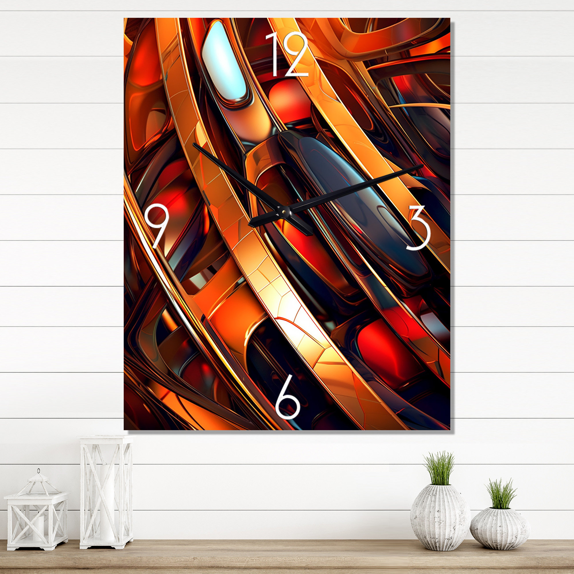 Latitude Run® Orange Gold Abyssal Vortex - Fractals Wall Clock | Wayfair