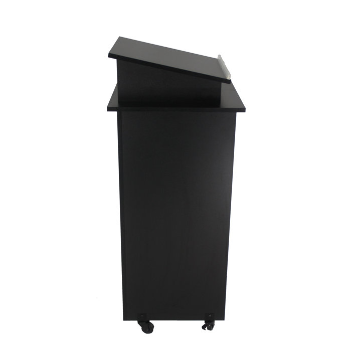 FixtureDisplays 44"H X 18"W Black Wood Podium Pulpit Lectern Event ...