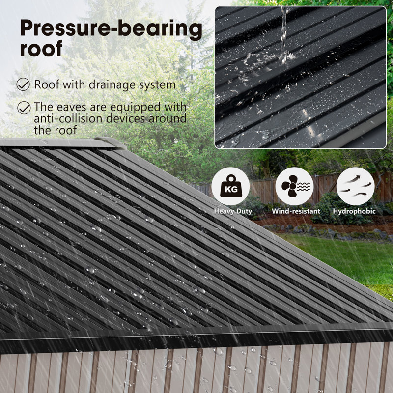 JolyDale 10 ft. W x 8 ft. D Metal Storage Shed with Metal Base Frame ...