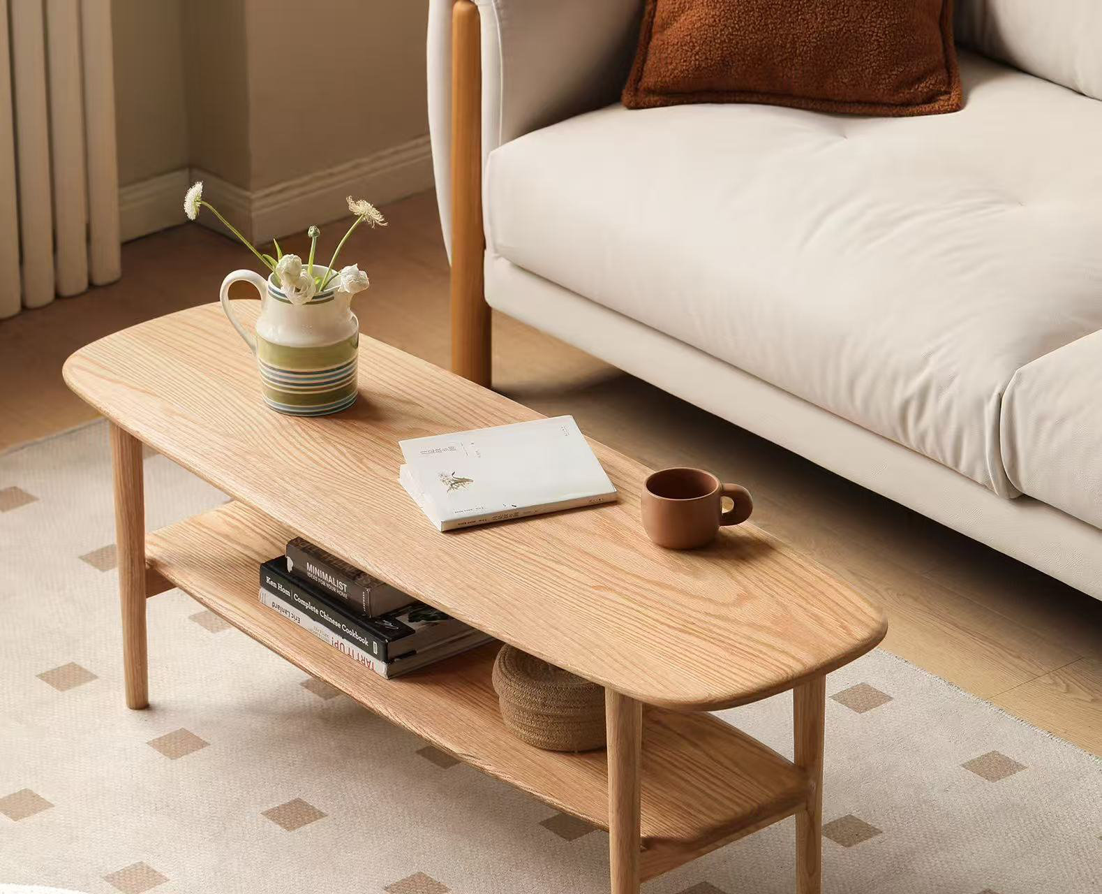 Latitude Run® Center Table Low Table 100% Solid Wood Top Plate Desk ...