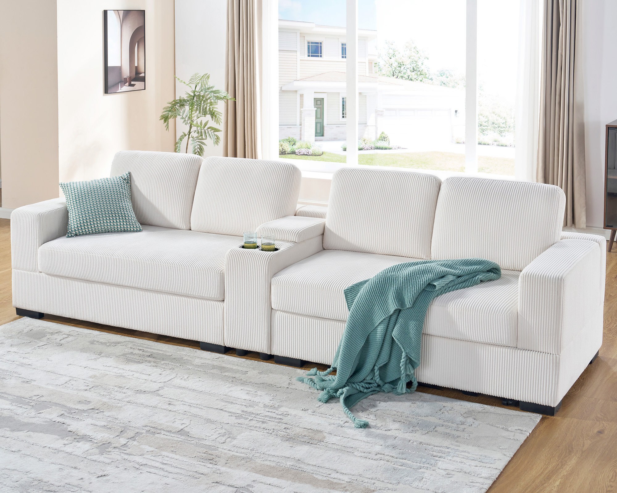 Latitude Run® 124-Inch Sectional Sofa, Oversized Deep Seat Couch with ...