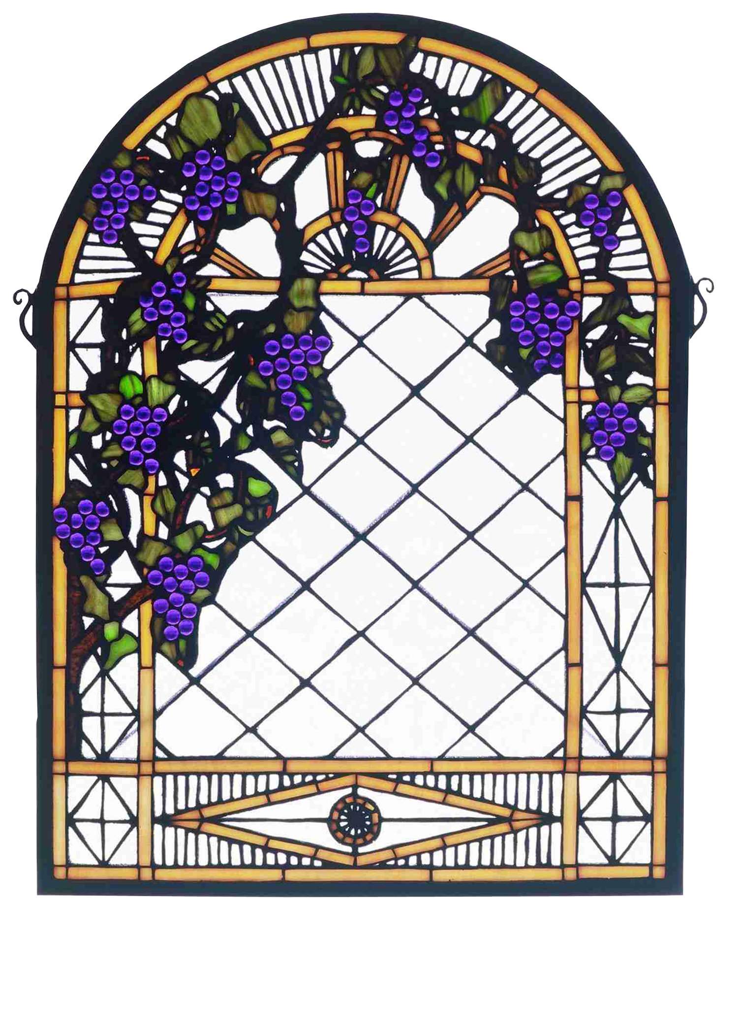 Meyda Lighting Grape Diamond Trellis Stained Glass Window | Wayfair