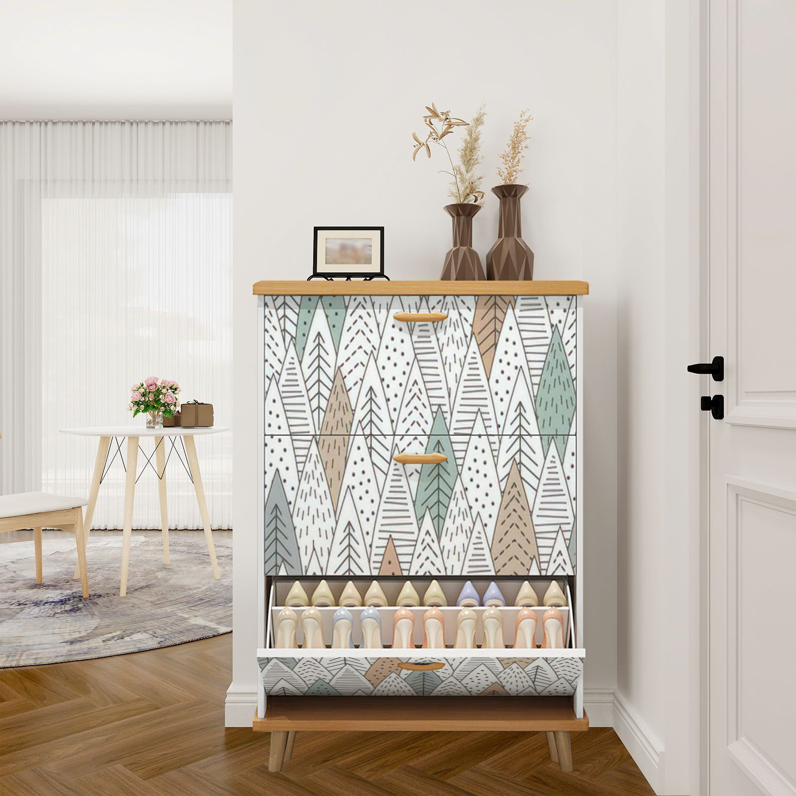 East Urban Home Shoe Storage Cabinet with 3 Flip Drawers for Winter ...