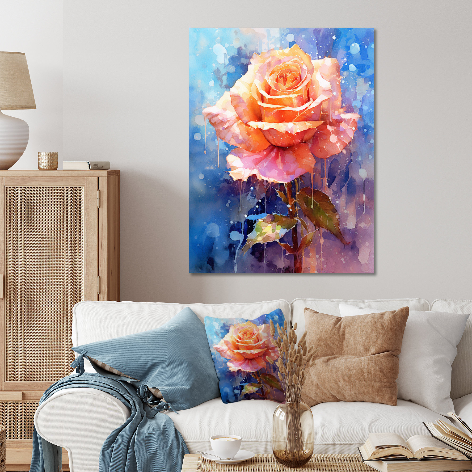 Wildon Home® Peach Blue Rose Reverie II - Roses Metal Wall Decor | Wayfair