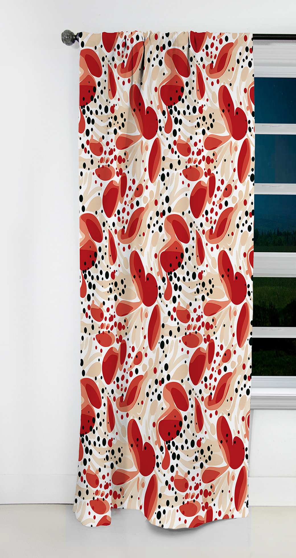 Design Art Red And White Polka Dots Pattern II - Abstract Curtain ...