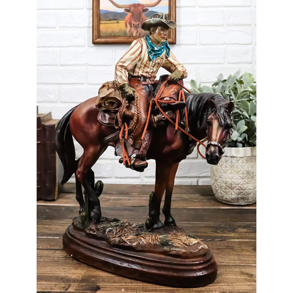 Foundry Select Shylee Cowboy On Saddleback By Cactus Figurine | Wayfair