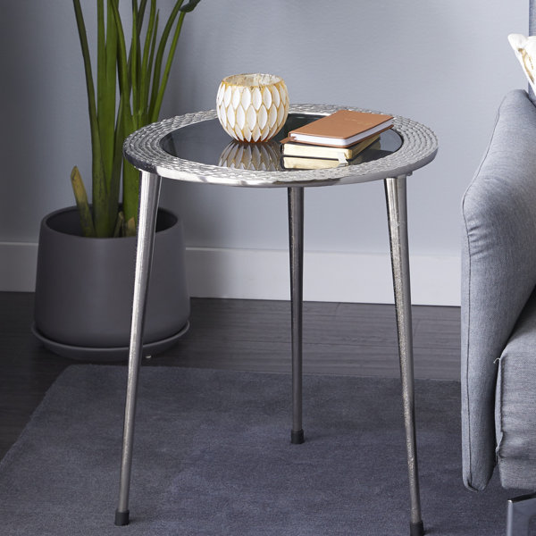 Dakota Fields Glass Top 3 Legs End Table | Wayfair