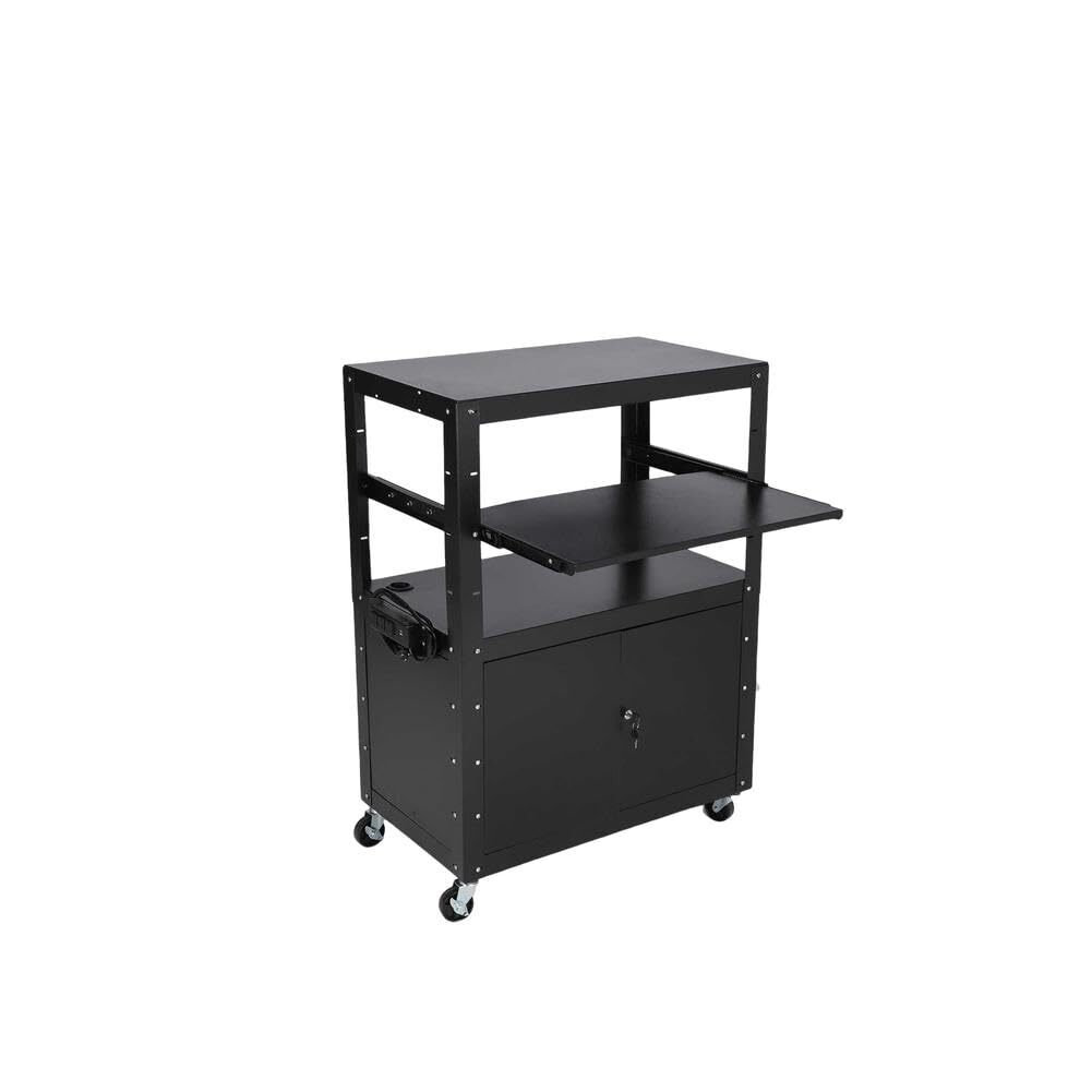 babevy Height Adjustable Rolling AV Cart With Locking Cabinet - Wayfair ...