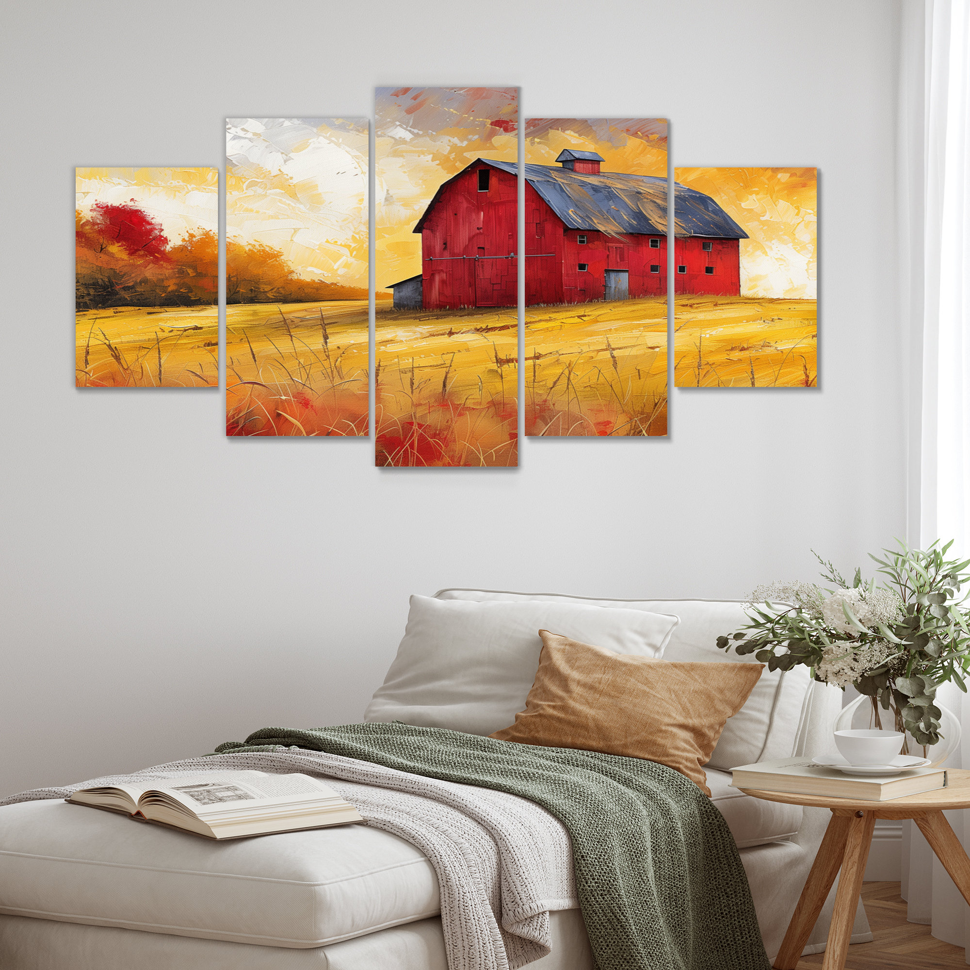 August Grove® Autumn Red Barn Breeze III - Barn Wall Decor Set | Wayfair