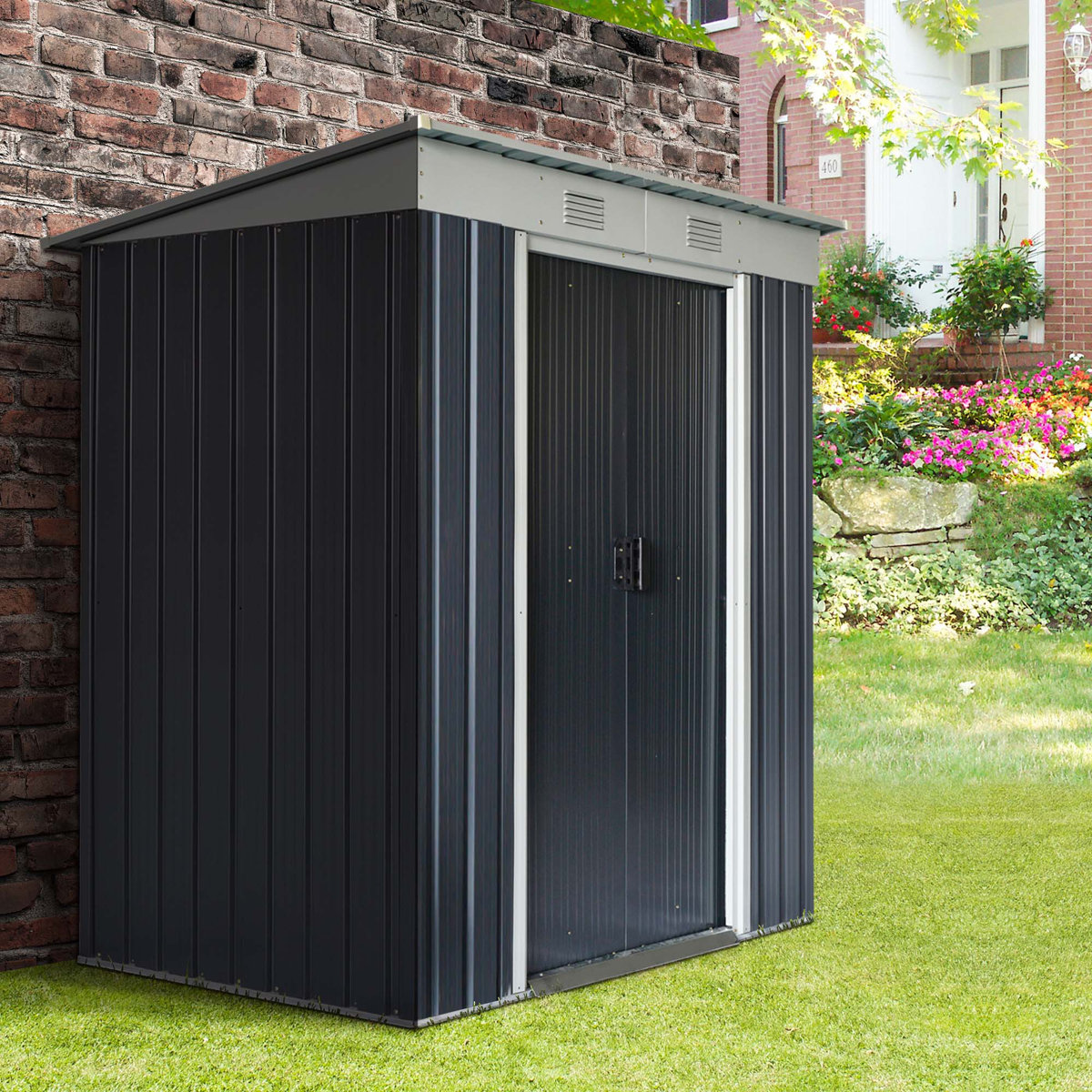 wtressa Outsunny 7' X 4' Metal Lean To Garden Shed, Outdoor Storage ...