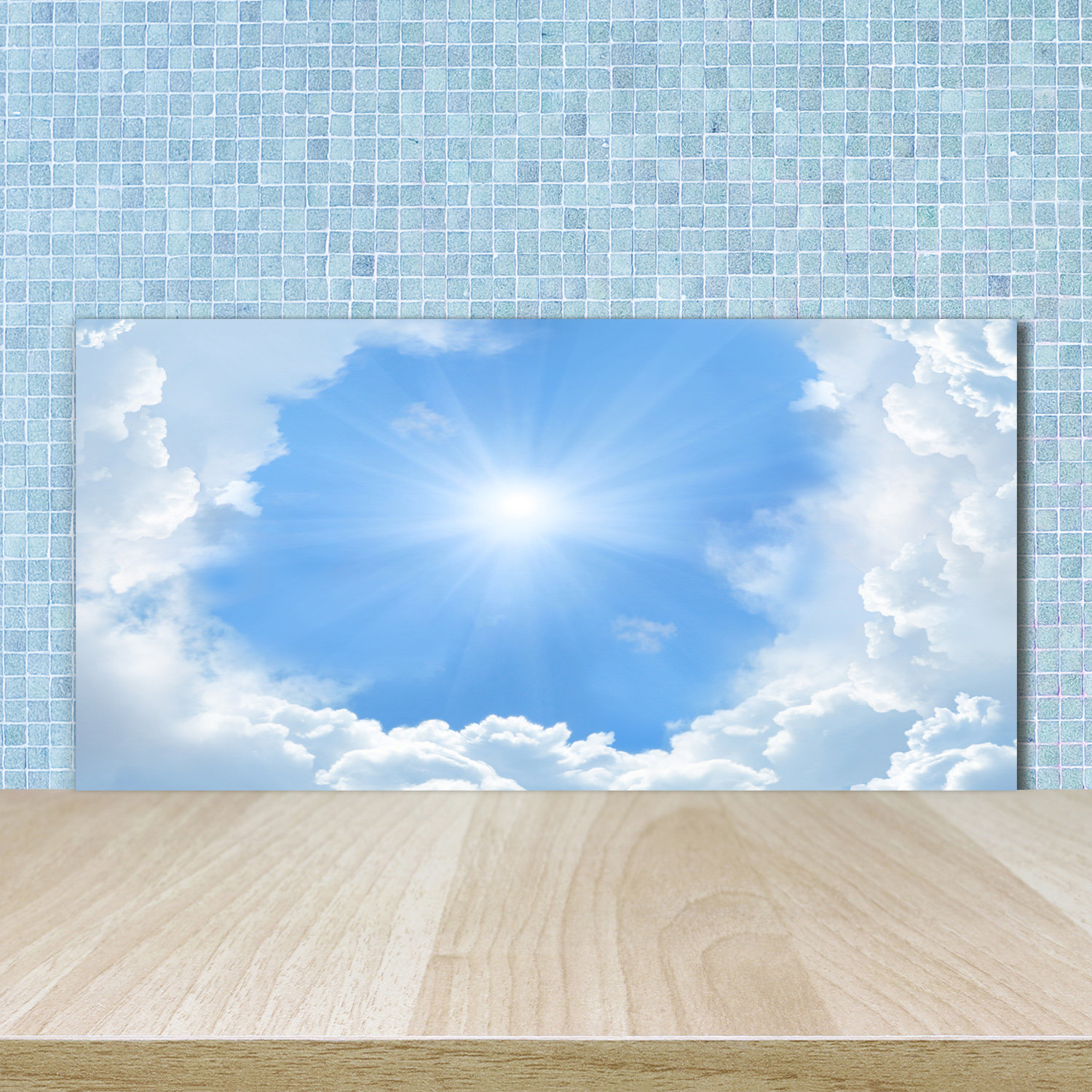 Ebern Designs Lucinia Clouds in the Sky 50cm x 100cm Glass Panel ...
