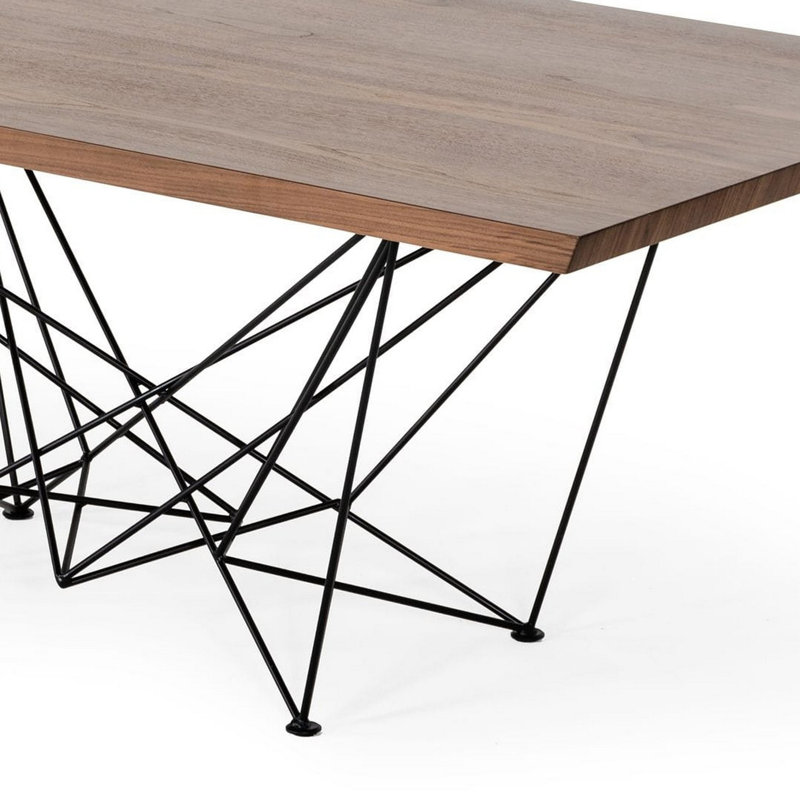 Benjara 79 Inch Dining Table, RectangularTop, Modern Black Metal Base ...