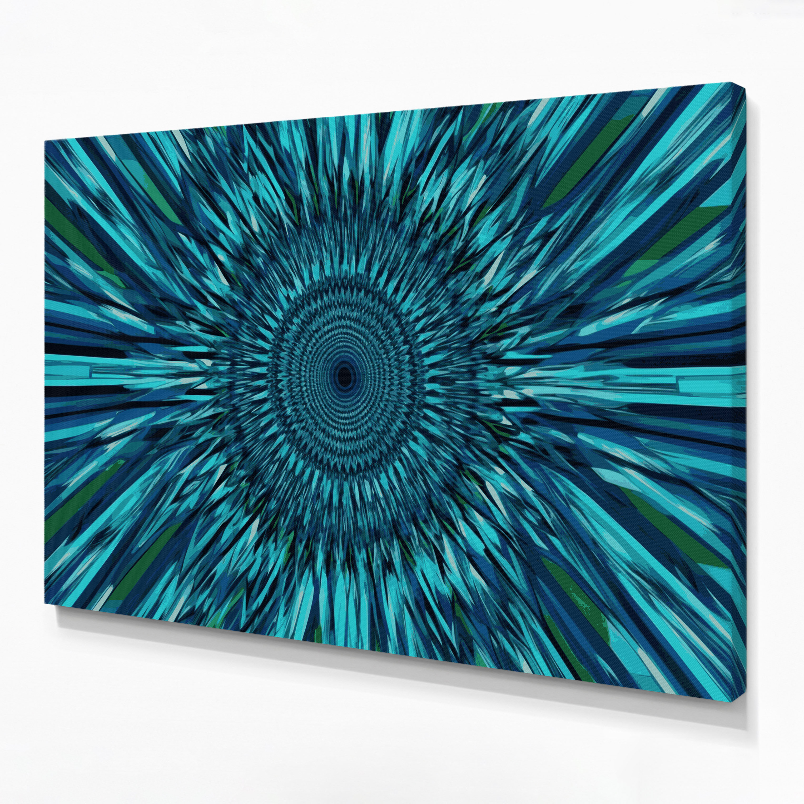 Ivy Bronx Op Art 22 Blue Canvas Wall Art | Wayfair
