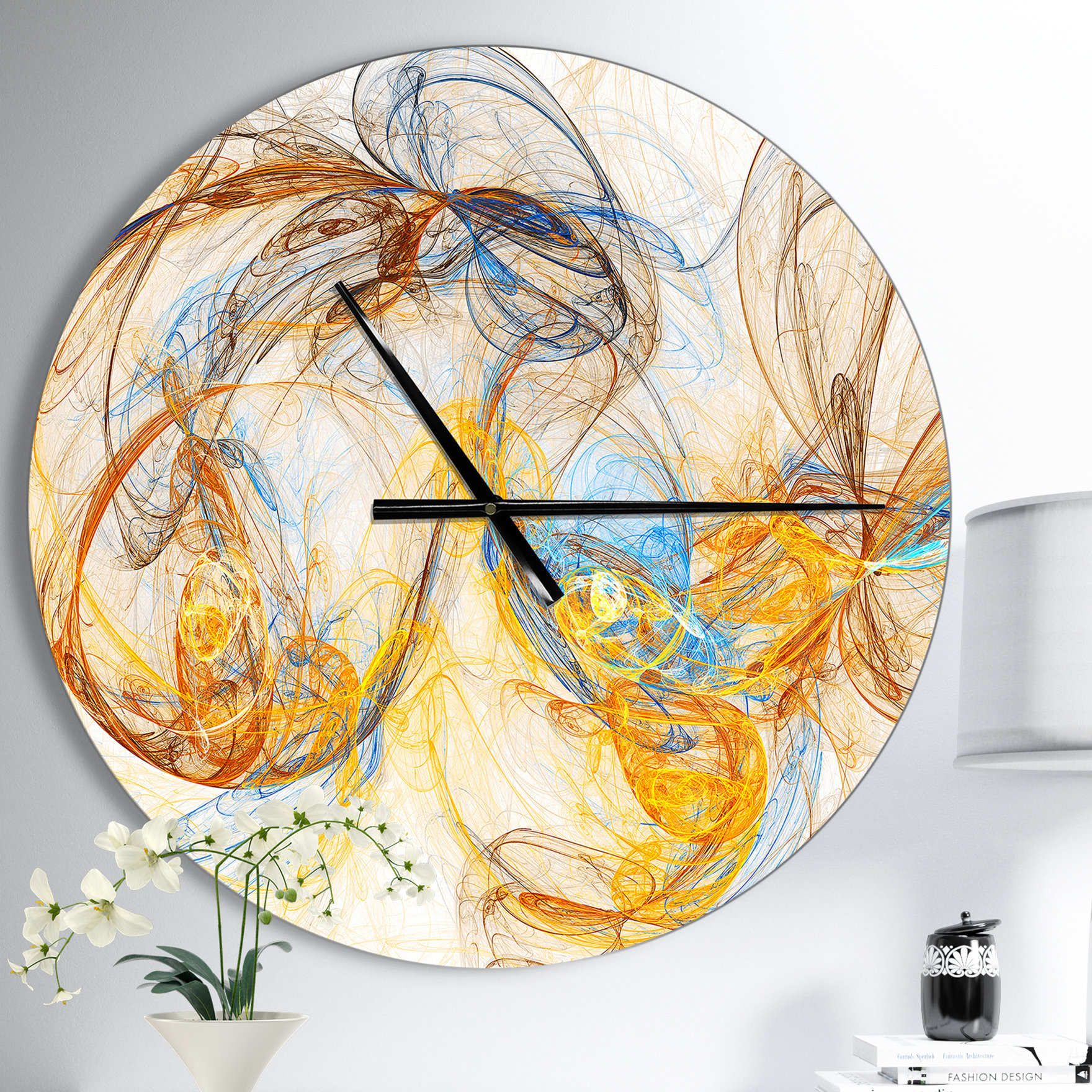 East Urban Home Billowing Smoke Yellow - Modern wall clock & Reviews ...