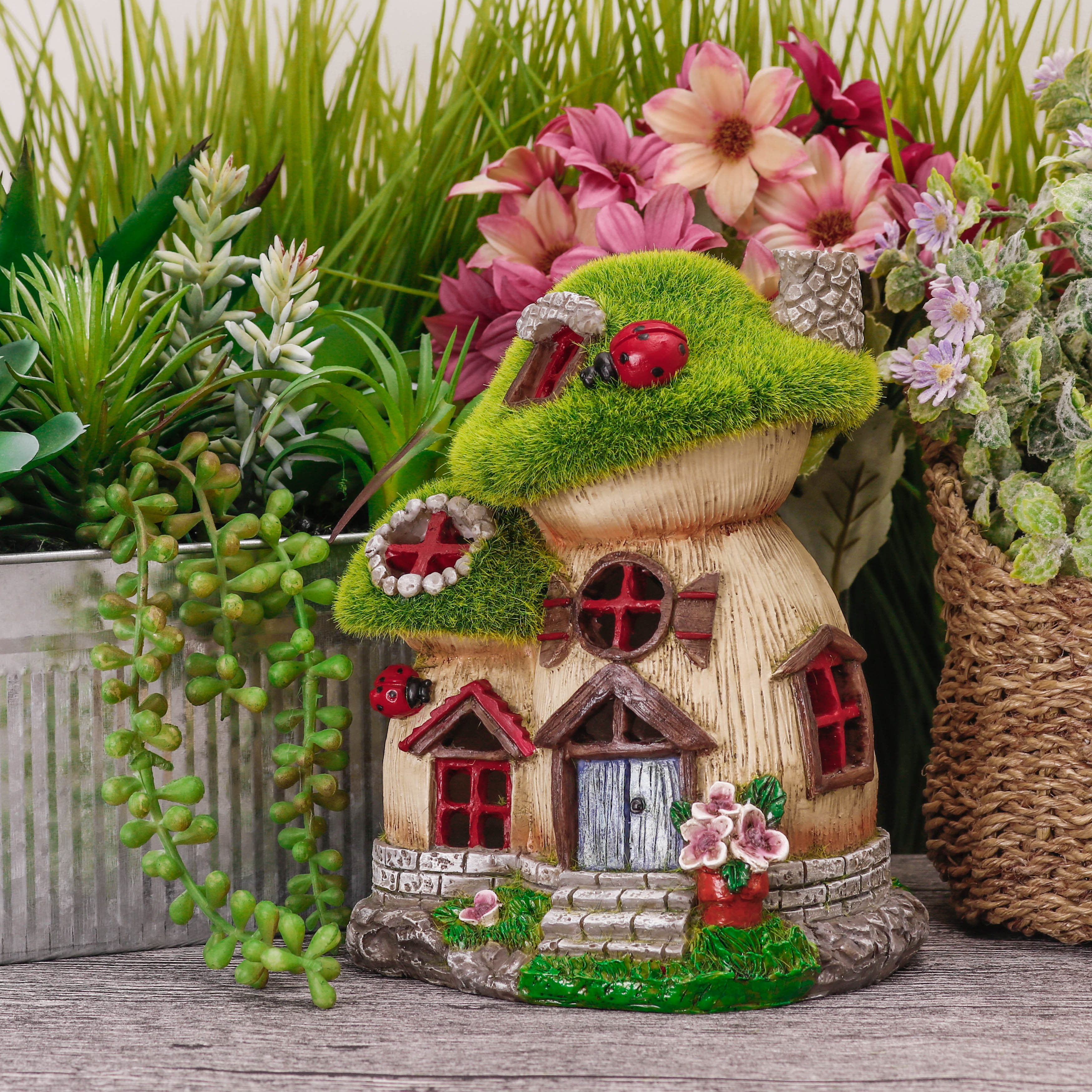 Teresas Collections Resin Mushroom Garden Statues With Solar Light77