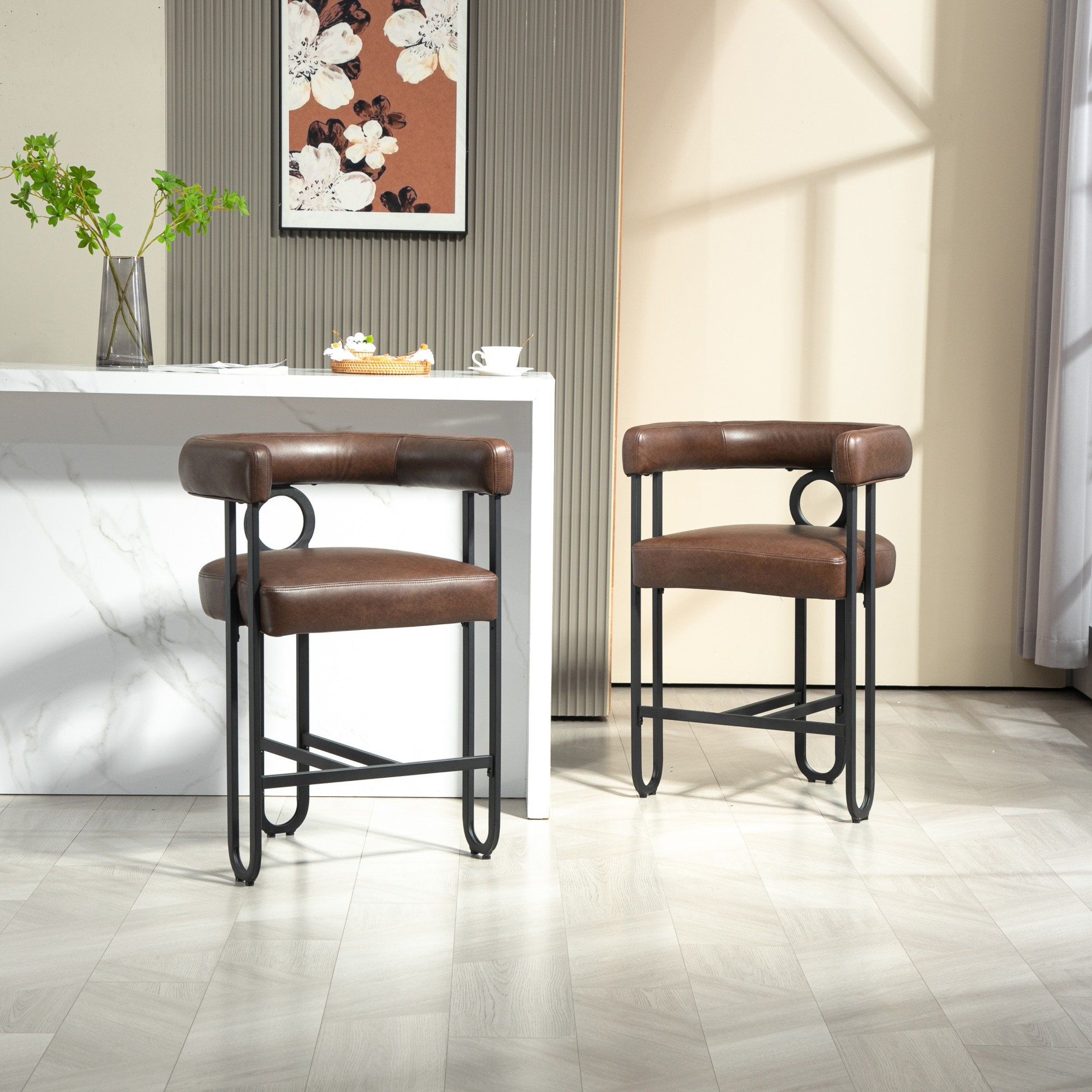 17 Stories Accent Chair, Set Of 2 Bar Stools, Modern Bar Stool With ...