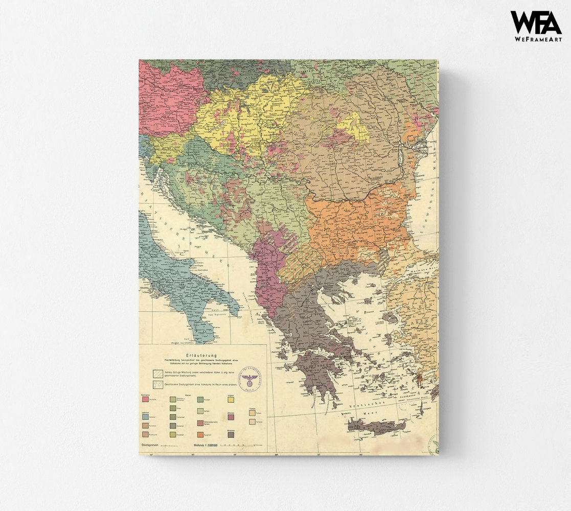 WeFrameArt People Of The Balkans And Danube Area 1940, Balkans Old Map ...