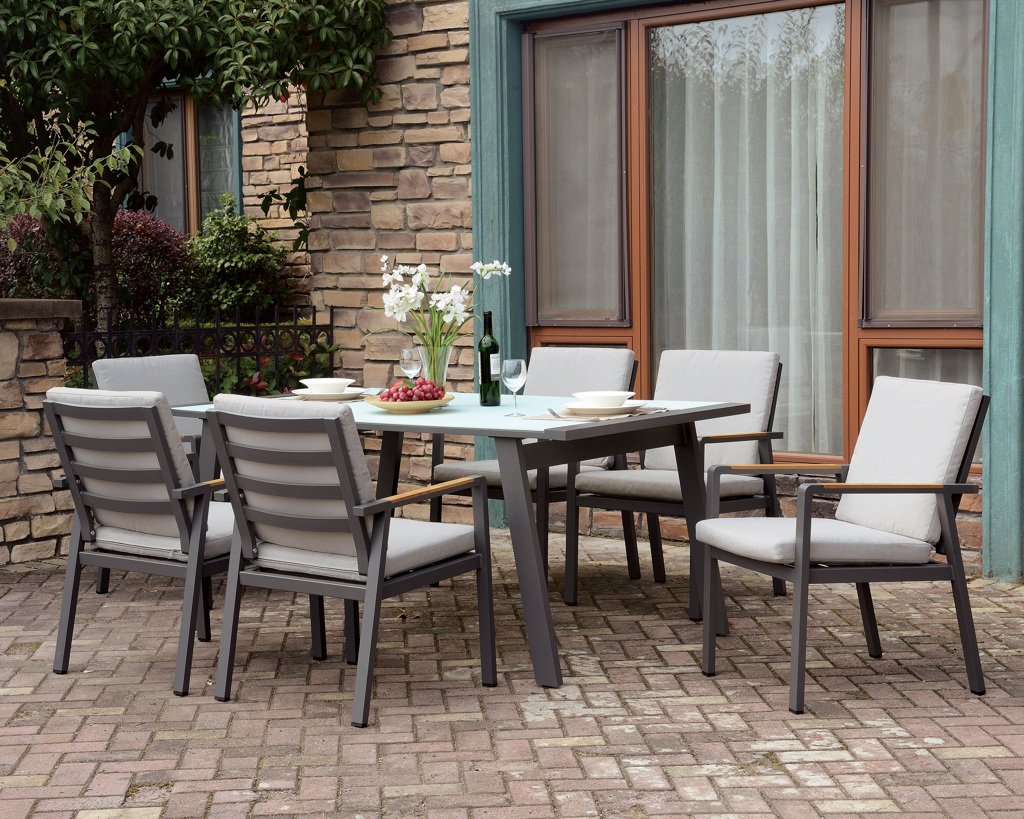 Latitude Run® Athanas 6 - Person 70.88" Long Aluminum Dining Set with ...