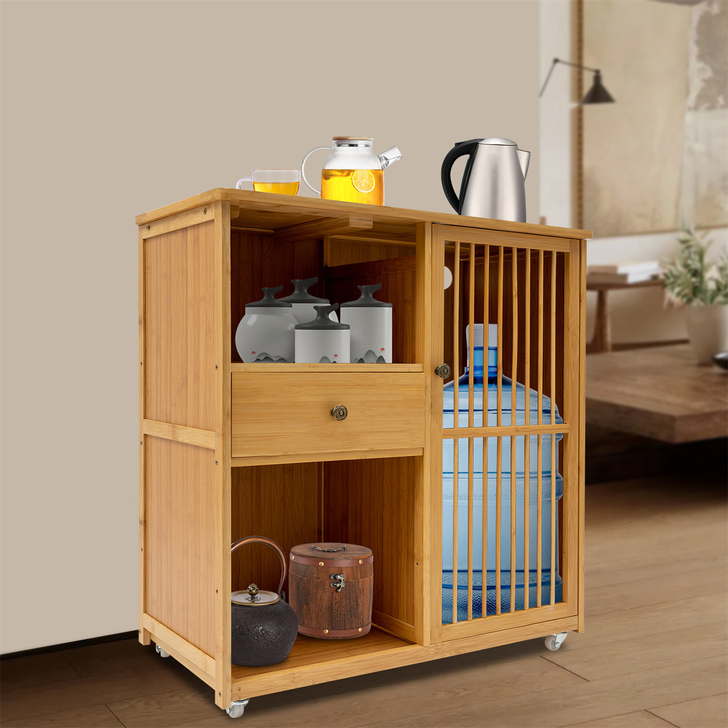 Union Rustic Mobile Tea Table Cabinet - Wayfair Canada