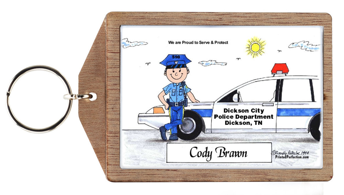 Printed Perfection Personalized Police Officer - Male Wooden Key Chain ...