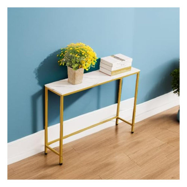 Mercer41 Console Table For Entryway, Faux Marble MDF Sofa Table With ...