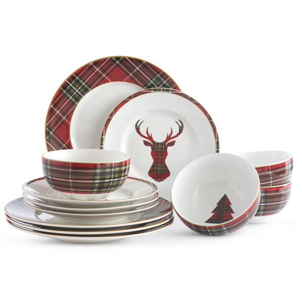 Loon Peak® Adlynn Porcelain China Dinnerware Set - Service for 4 ...