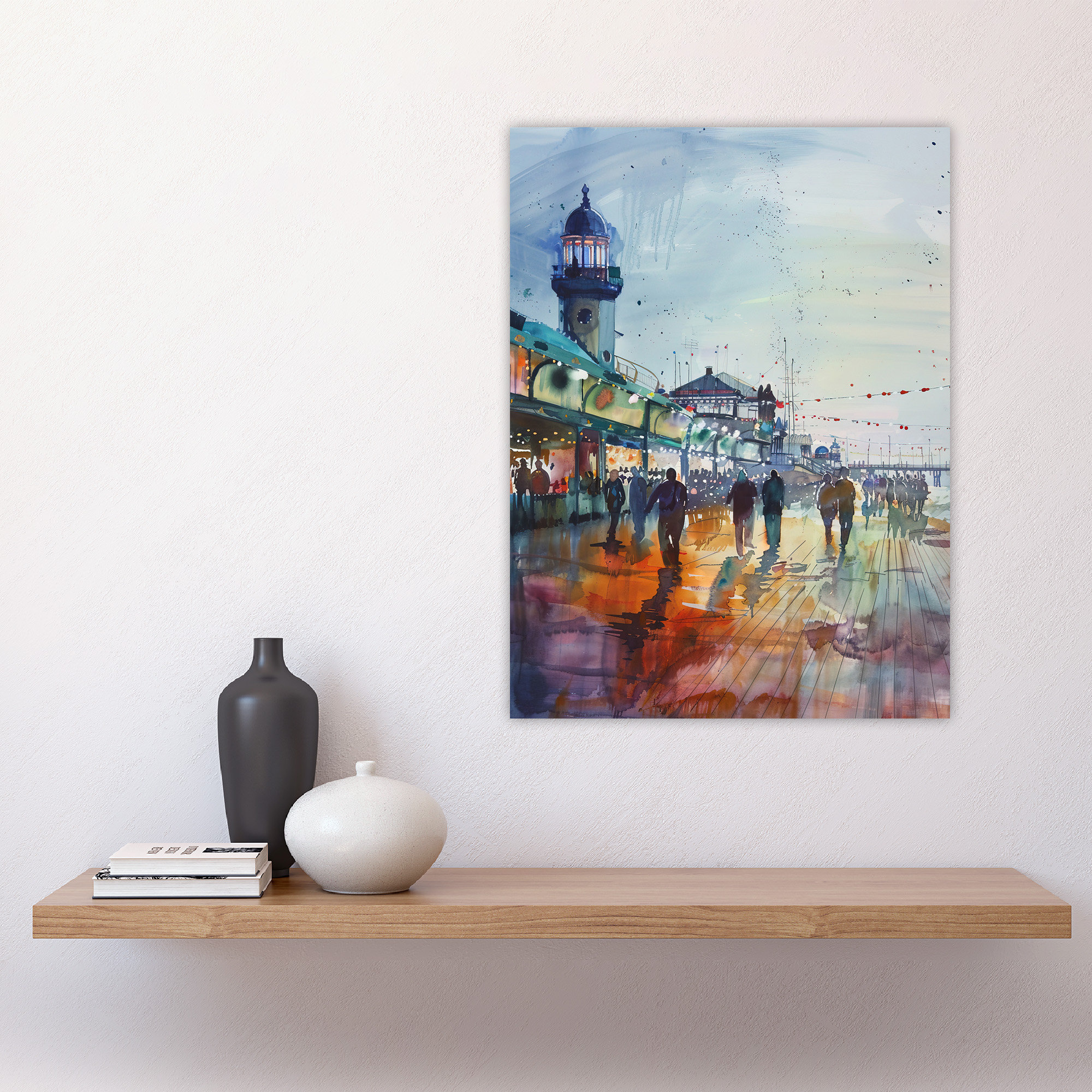 Happy Larry Evening Promenade Walk Watercolour Painting Wall Art Print ...