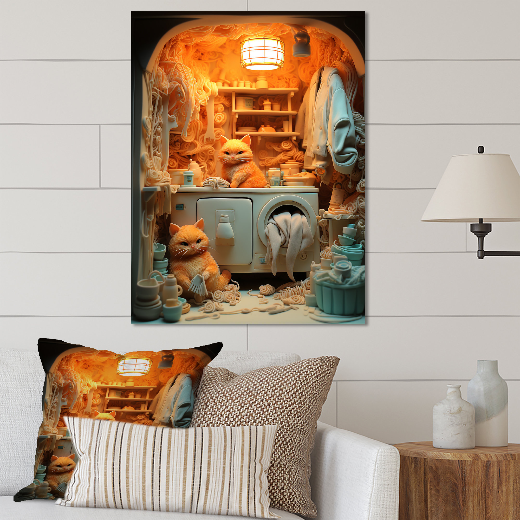 Latitude Run® Cat Fluff Fold Laundry 1 - Laundry Metal Wall Art ...