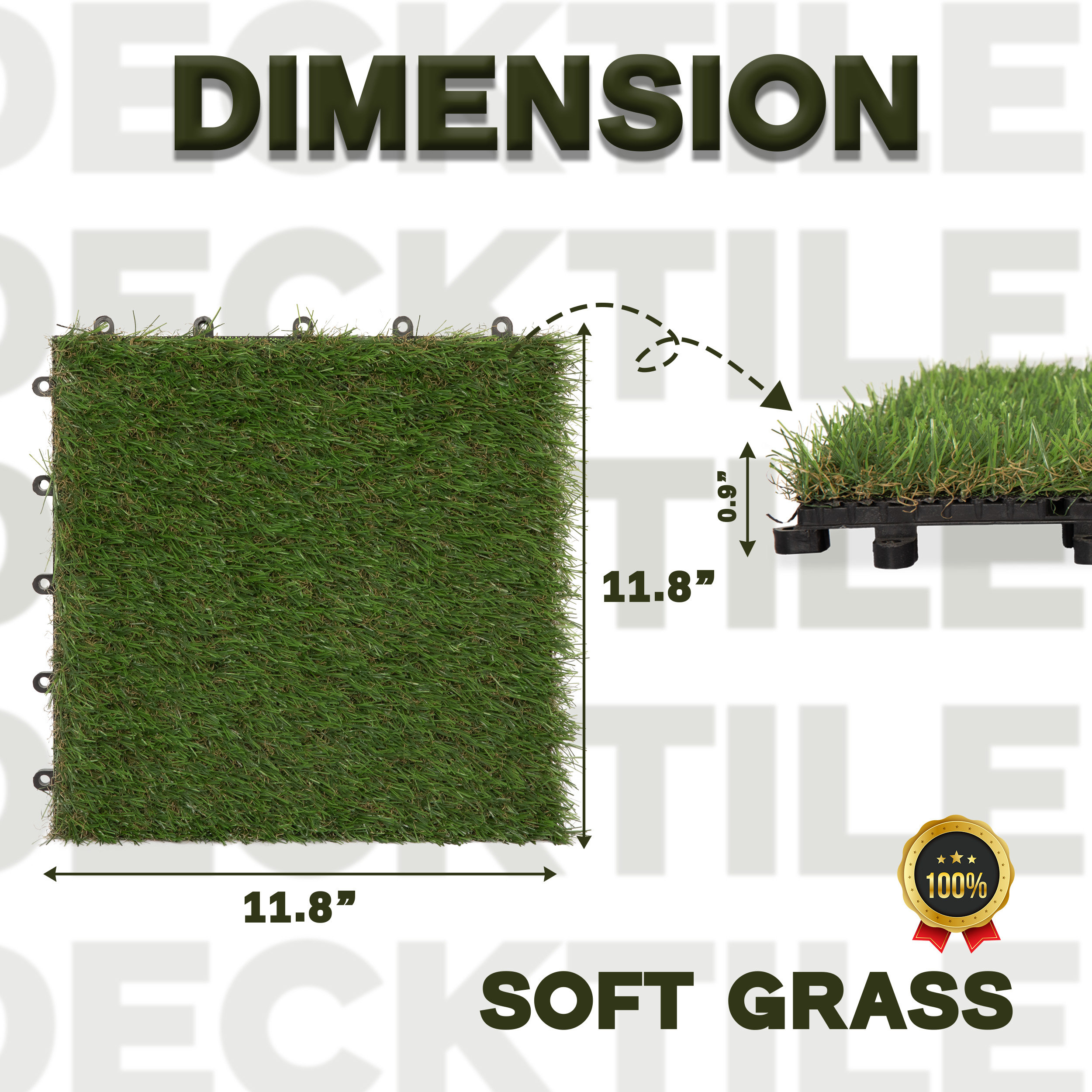 Victory Relax Set of 30 Interlocking Turf Tiles – Realistic Artificial ...