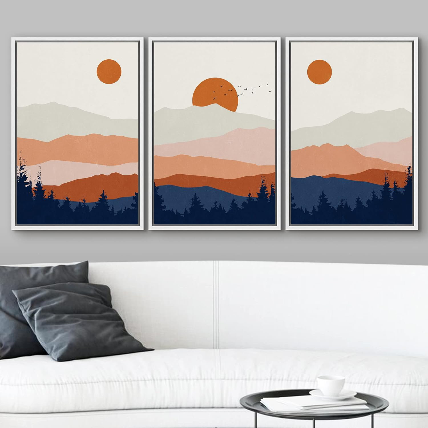 wall26 " Mid-Century Pastel Sunset Forest Abstract Nature Modern Art ...