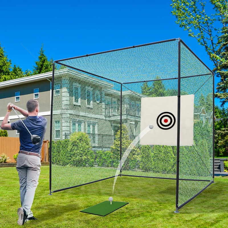 SUMIJ 10X10X10FT Golf Practice Net Cage w/ Metal Frame Hitting Net Kit ...