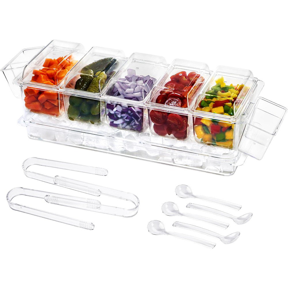 MAXAYA Chilled Condiment Server | Taco Bar Serving Set For Party | Chil ...