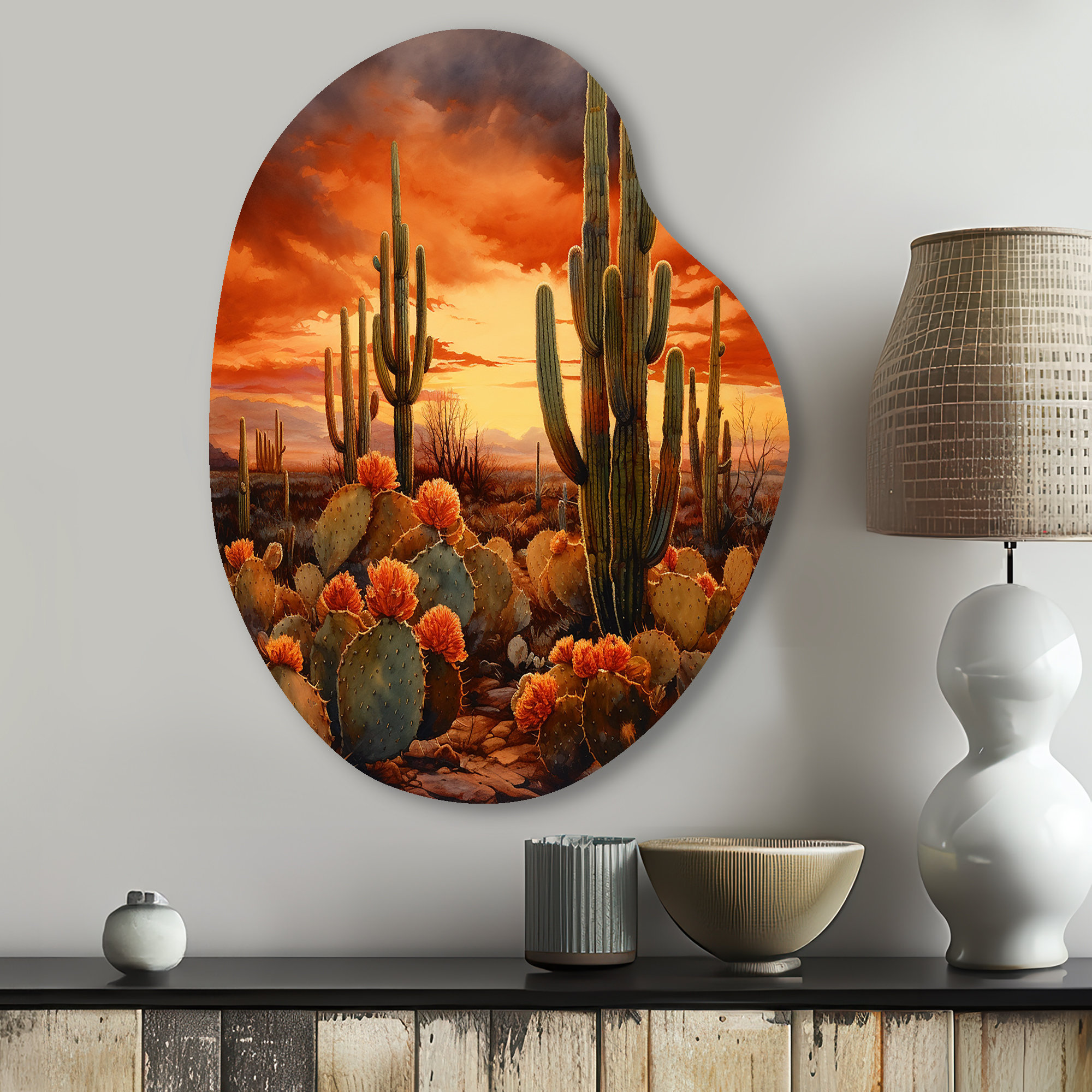 Design Art Copper Cactus In Nevada - Cactus Pear Shape Irregular Metal ...