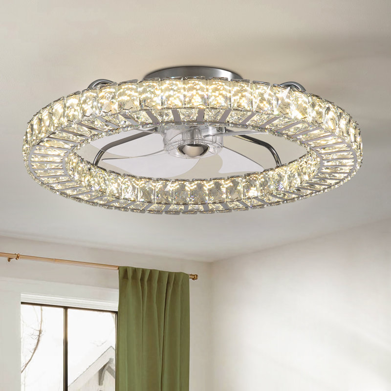 Mercer41 22" Hudman Dimmable Crystal Ceiling Fan with LED Lights ...
