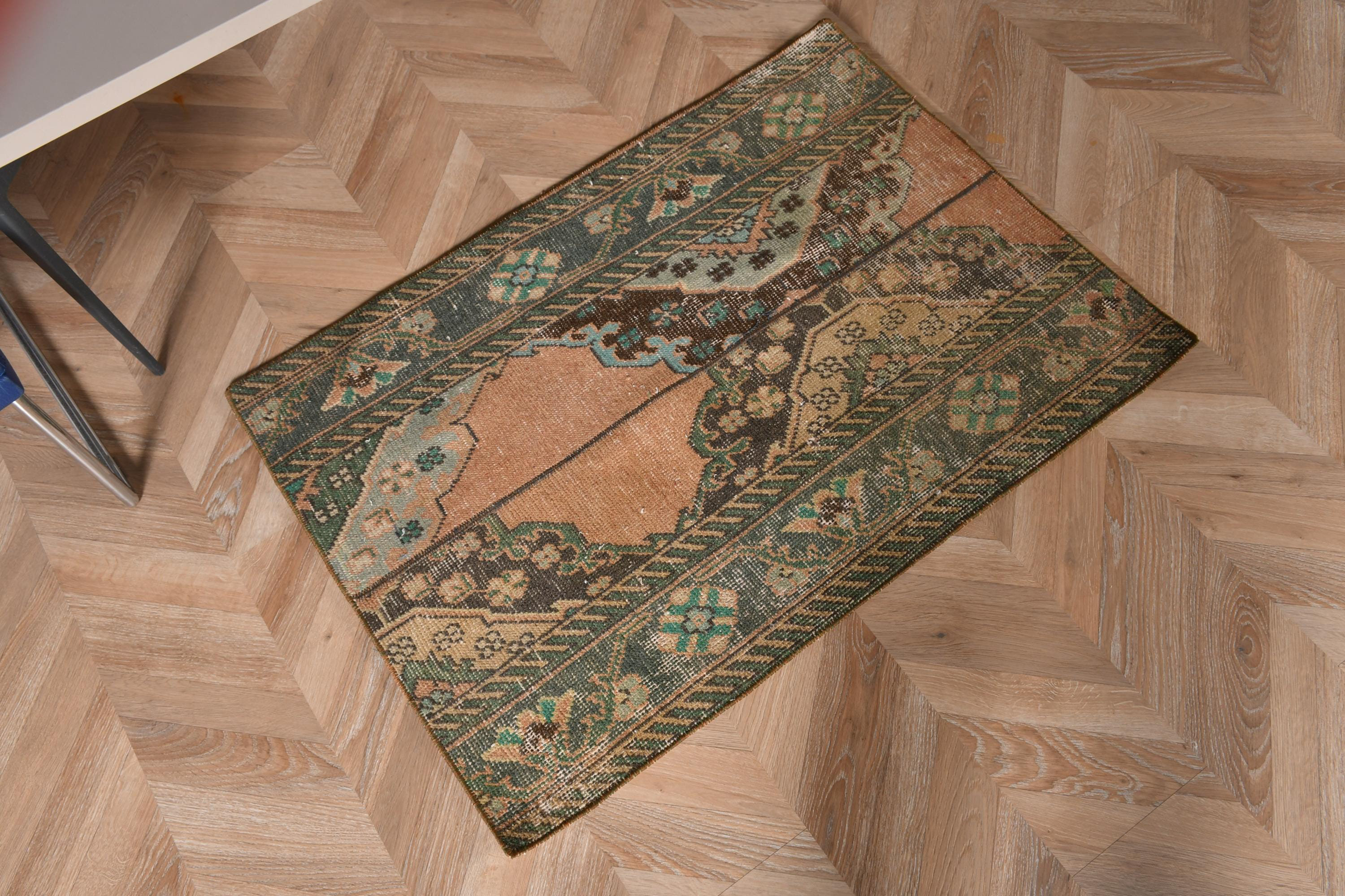 Bungalow Rose Vintage Green Turkish Rug With Floral Pattern Ideal As ...