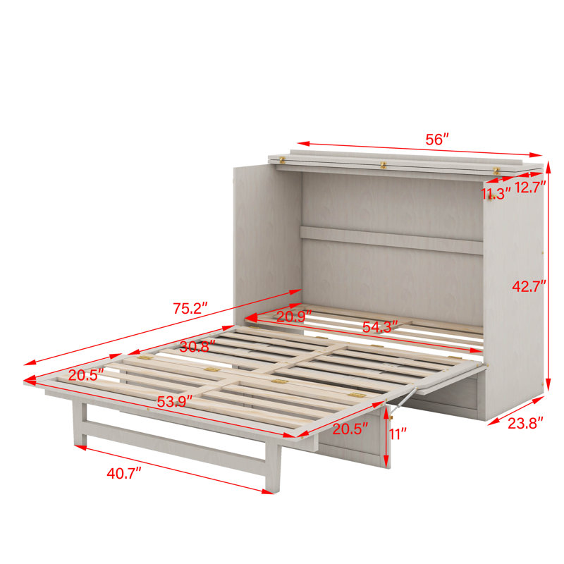 full size murphy bed dimensions