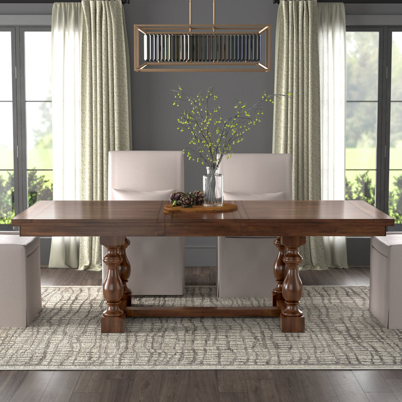 Three Posts™ Donnellson Extendable Solid Wood Trestle Dining Table ...