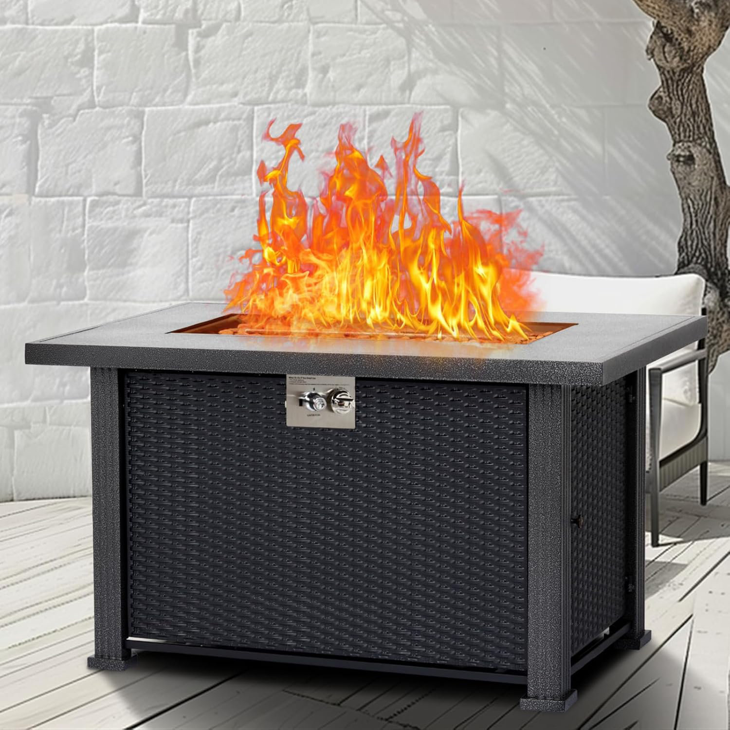 Latitude Run® 44 Inch Propane Outdoor Fire Pit Table, 50000btu ...