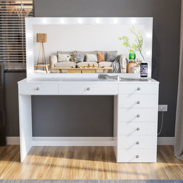 Boahaus LLC Boahaus Ketevan Extra-Large Lighted Makeup Vanity with ...