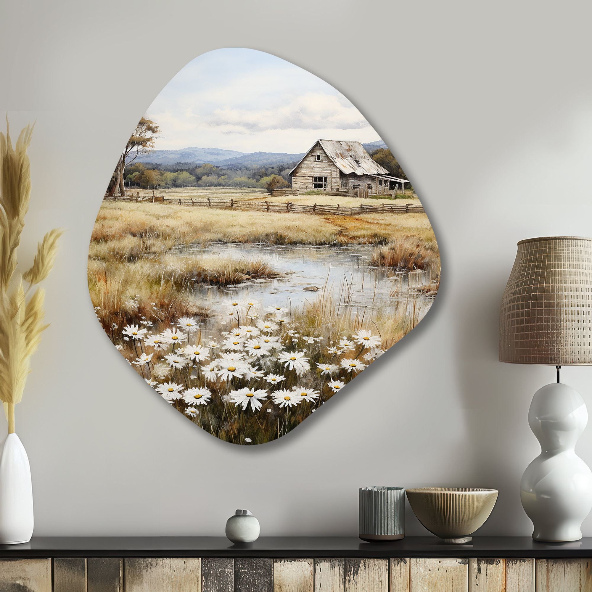 Design Art Farmhouse Quiet Retreat I - Irregular Shape Farm Metal Wall ...