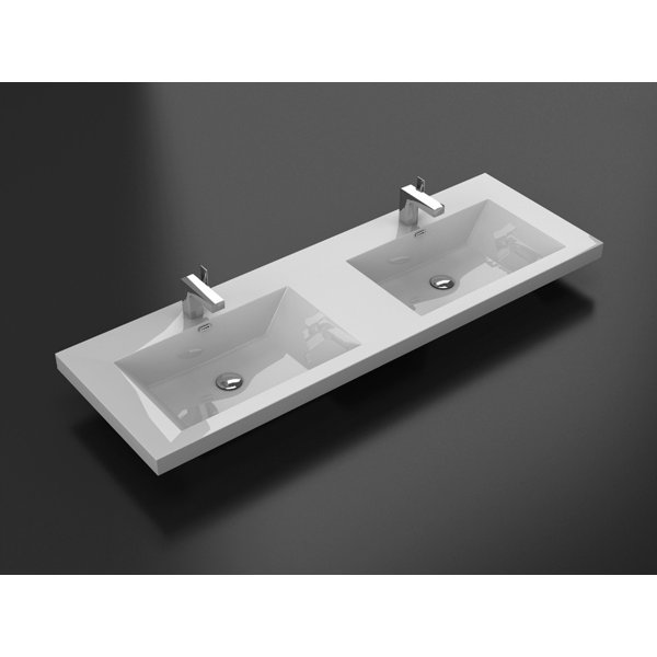 Alma 19.5'' Chrome Polymarble Rectangular Bathroom Sink with Overflow ...