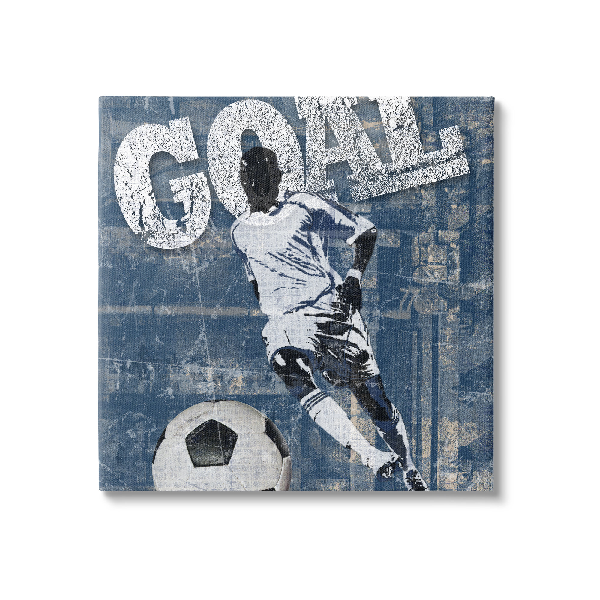Stupell Industries Soccer Player Goal Text Vintage Weathered Sign by ...