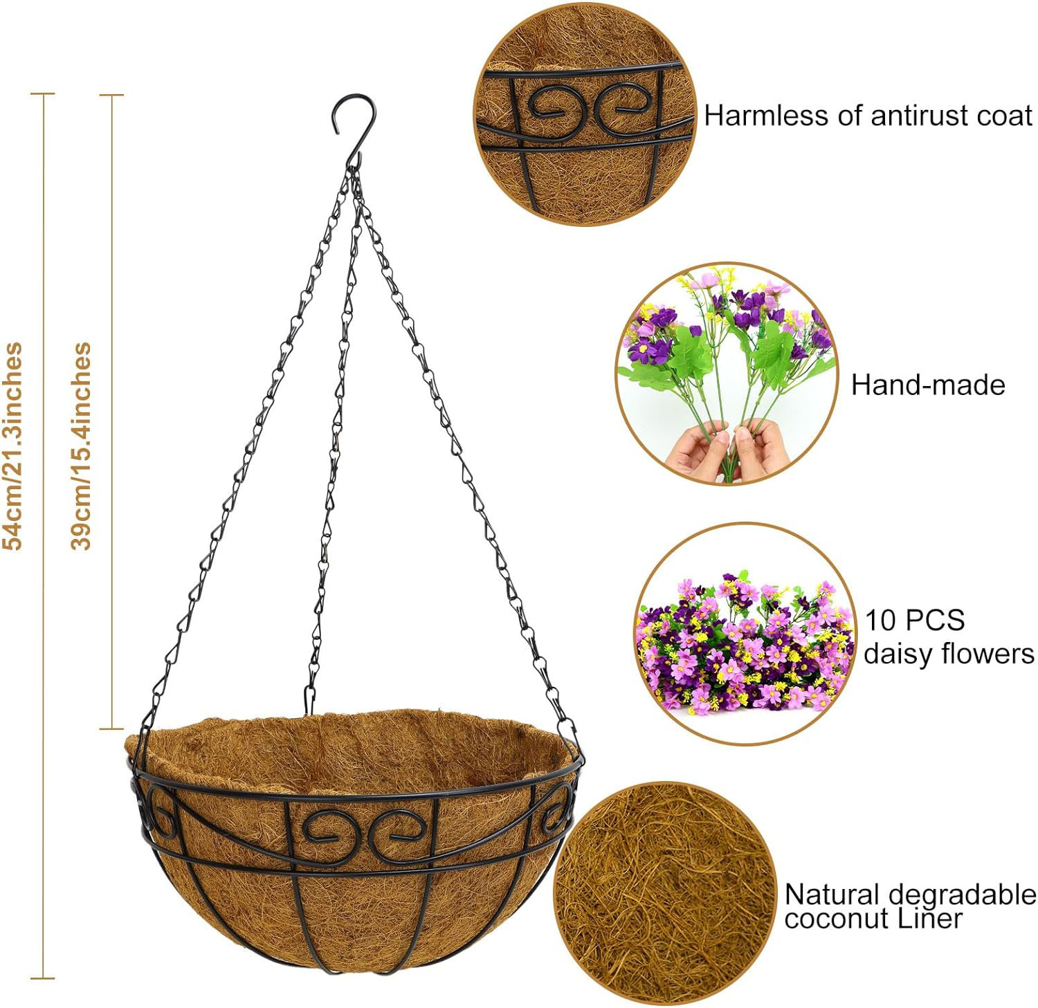 Primrue Hanging Basket Arrangement in Basket | Wayfair