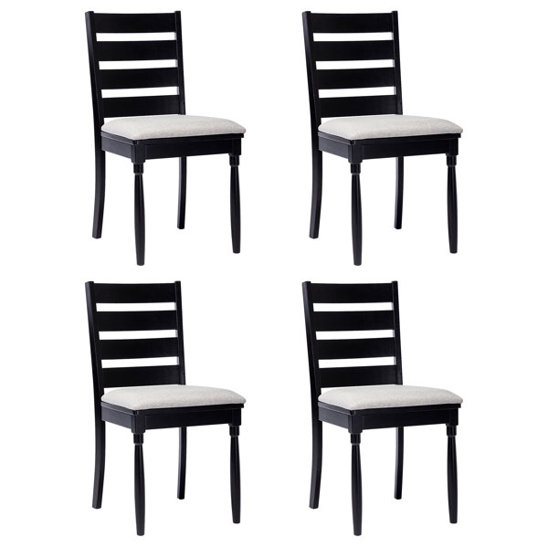 Rosalind Wheeler 17" Wide Modern Black Wood Ladder Back Dining Chairs ...