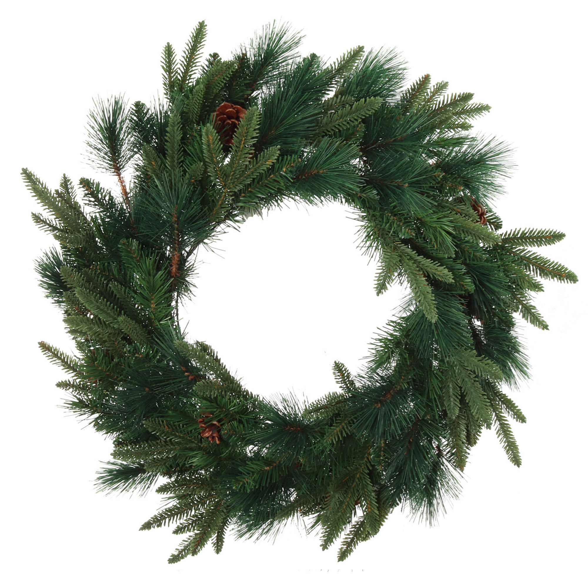 The Holiday Aisle® 24" Tall Artificial Wreath Pine W Natural Cones ...