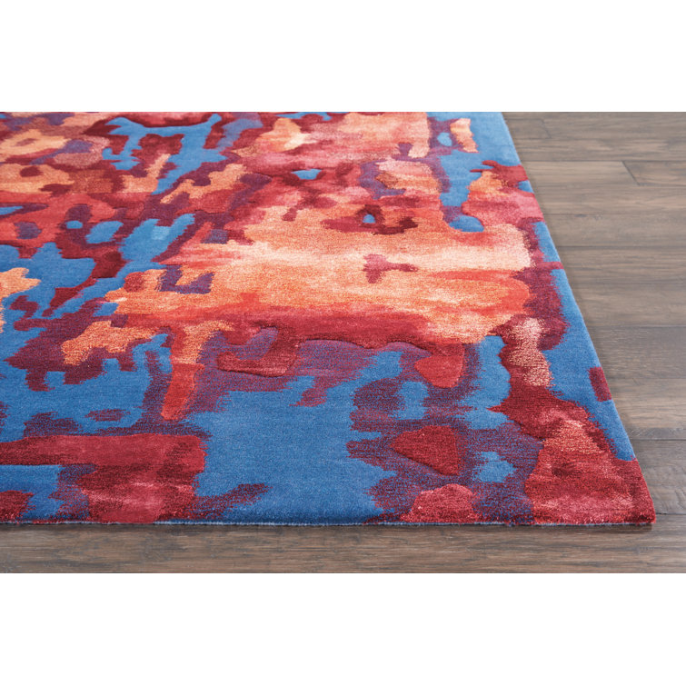 17 Stories Handmade Red/Gray/White Rug | Wayfair