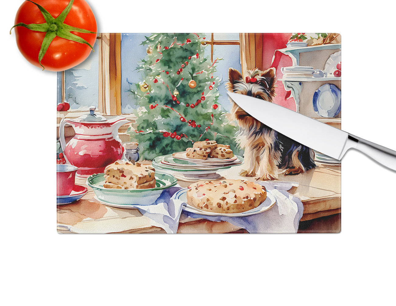 Caroline's Treasures Yorkshire Terrier Yorkie Christmas Cookies Glass ...