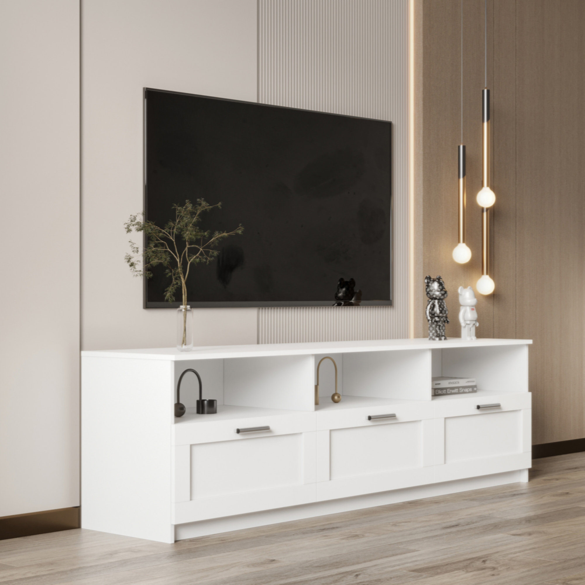 Latitude Run® Modern Minimalist TV Cabinet TV Stand, Open Locker Living ...